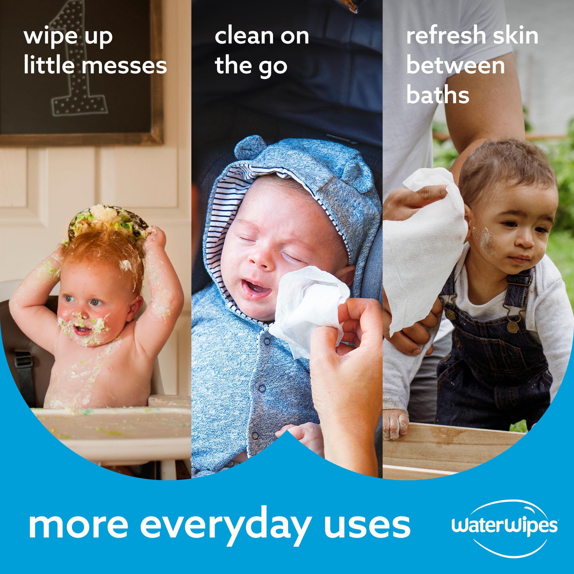 WaterWipes Bundle, Original 300 Count (5 packs) & XL Bathing Wipes 16 Count (1 pack), Plastic-Free, 99.9% Water Based Wipes, Unscented, Hypoallergenic for Sensitive Skin, Packaging May Vary