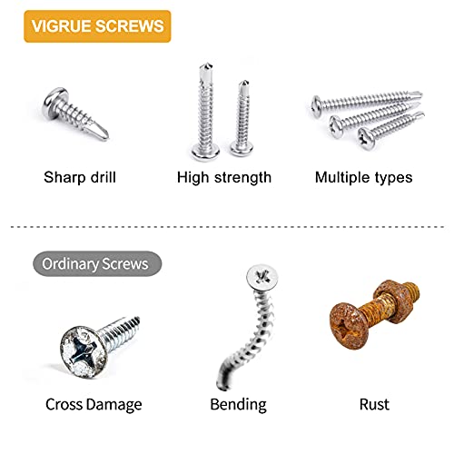 VIGRUE #6#8#10 Self Drilling Screws+#8 Wood Screws