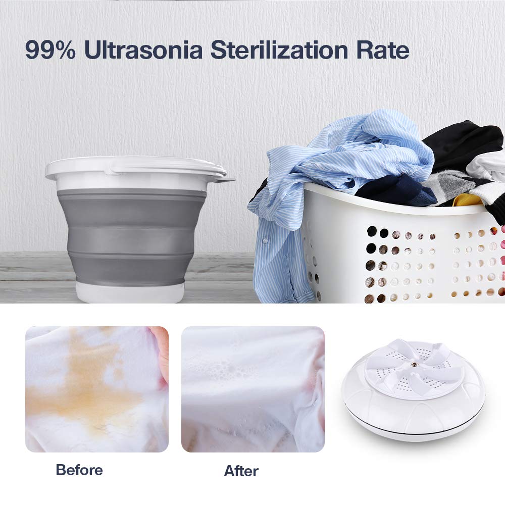 Mini Washing Machine, Ultrasonic Turbine Washer, Foldable Laundry Tub With USB Powered, Portable Compact Personal Baby Clothes Washer for Home Travel Apartments Dorms Socks Underwear Bra