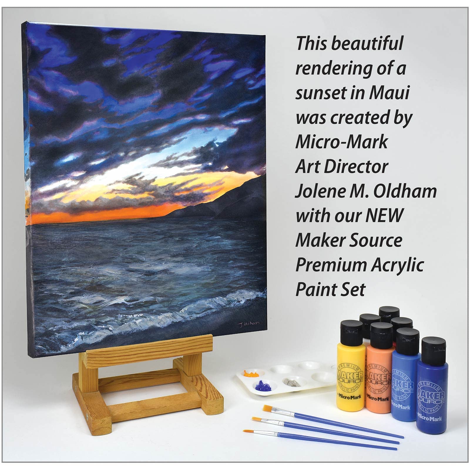 Micro-Mark Makersource Basic 24-Color Acrylic Paint Set Acrylic Paint Set With 3 Brushes, 24 Colors (59ml, 2oz) Art Craft Paints, Gifts for Artists, Kids, Beginners & Painters, Pumpkin, Canvas