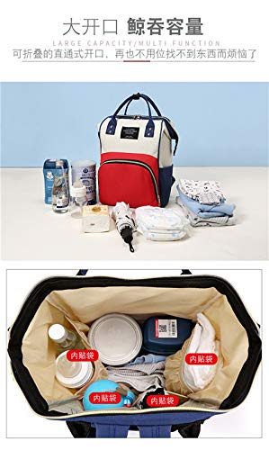 MLBCARE baby bag back pack large-capacity multi-functional fashionable shoulders diaper backpack mother's portable baby care bag Separate storage (Red white blue)