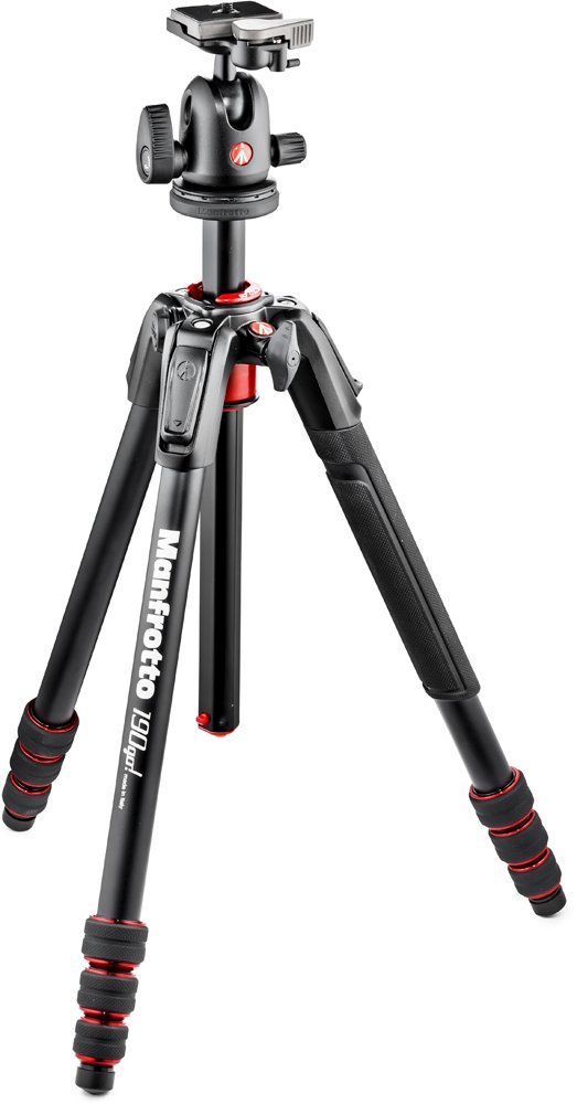 Manfrotto 190 Go! Aluminum 4-Section Tripod Kit with Ball Head (MK190GOA4B-BHUS)