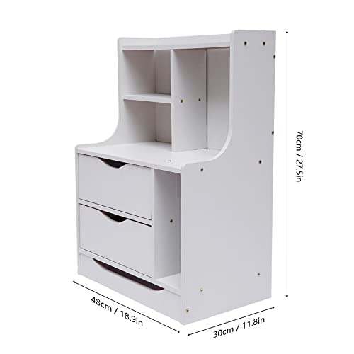 XUANIIIL White Nightstand, Mid-Centry Modern Bedside End Table with 2 Drawers, Easy Assembly Wood Sofa Side Table Storage Cabinet for Living Room, Bedroom