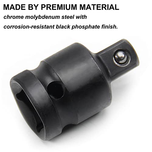 Utoolmart 1/2 Inch Drive (F) x 3/8 Inch (M) Impact Socket Adapter for Ratchet Wrenches, Female to Male, Cr-Mo