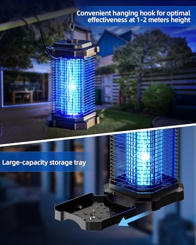 Minimoon Bug Zapper Outdoor 4000V Electric Mosquito Zapper 20w Fly Zapper for Backyard Patio Balcony Garage