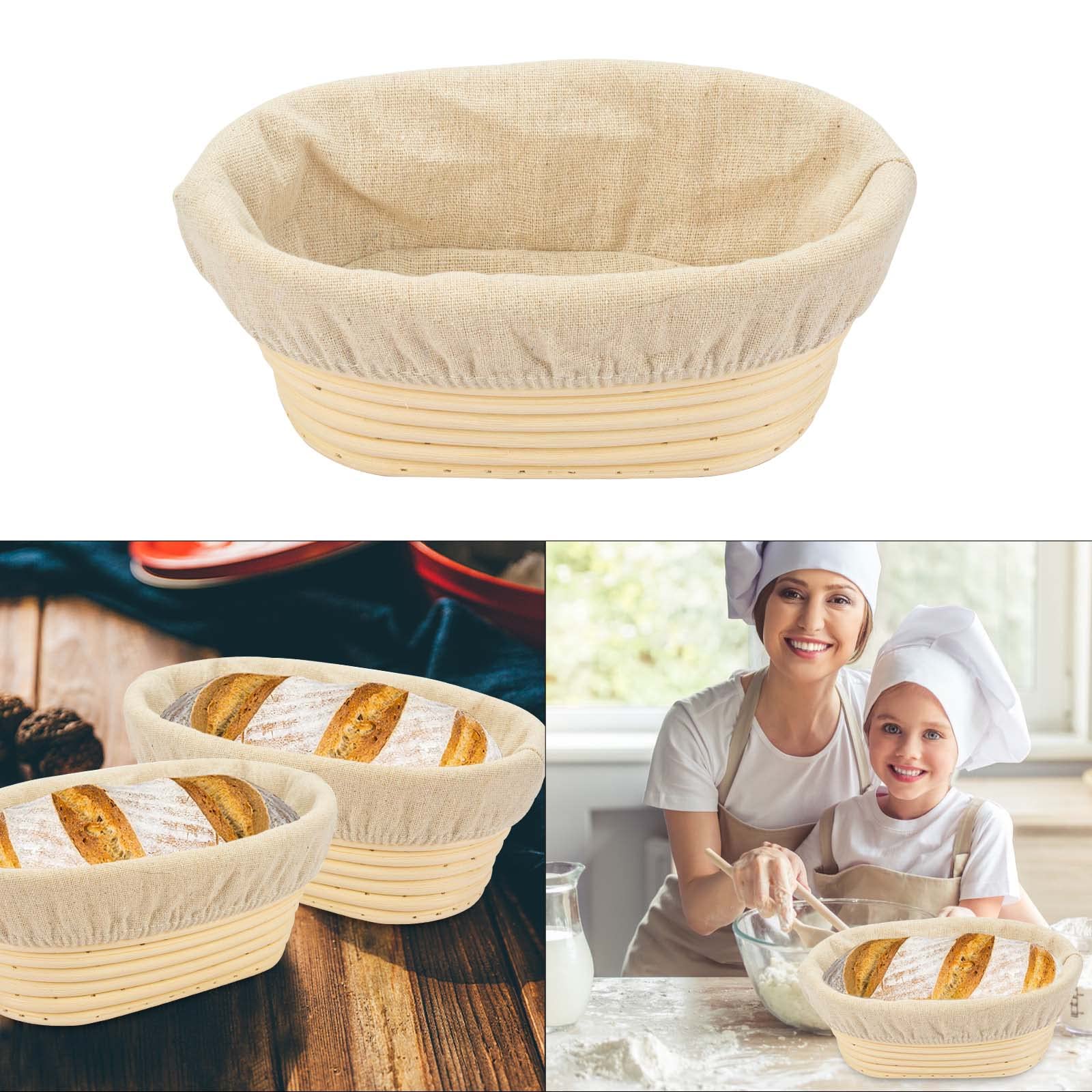 Stormshopping 8 inch Oval Long Banneton Brotform Bread Dough Proofing Rising Rattan Basket & Liner