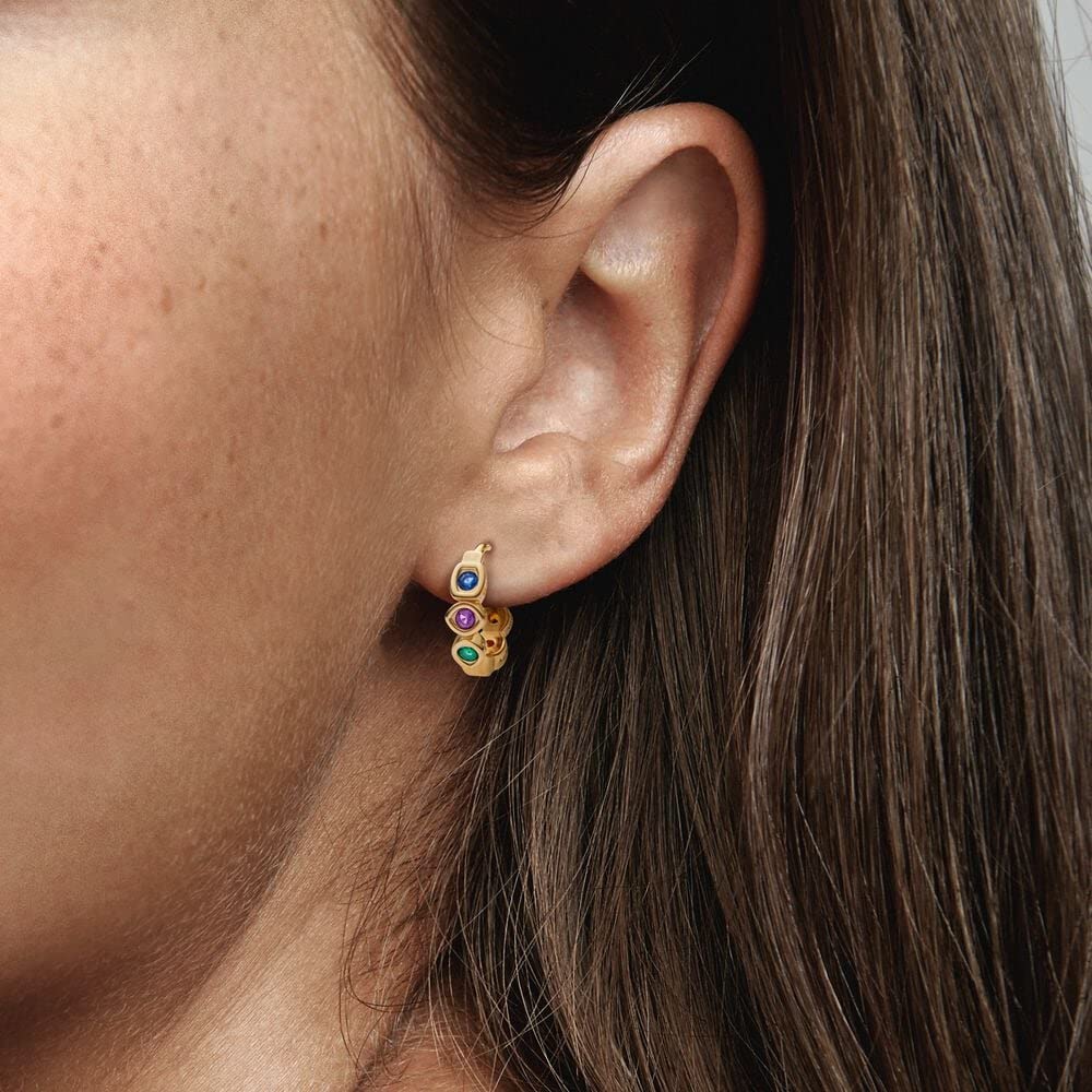 Marvel At Our Infinity Stones Hoop Earrings Gifts For Women and Girls (Gold)