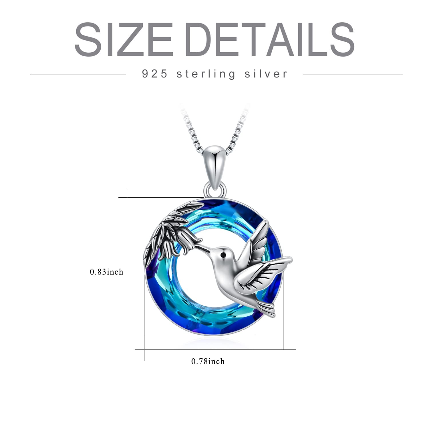 SIMONLY Filigree Hummingbird Necklace 925 Sterling Silver Cute Bird Hummingbird Pendant Gifts