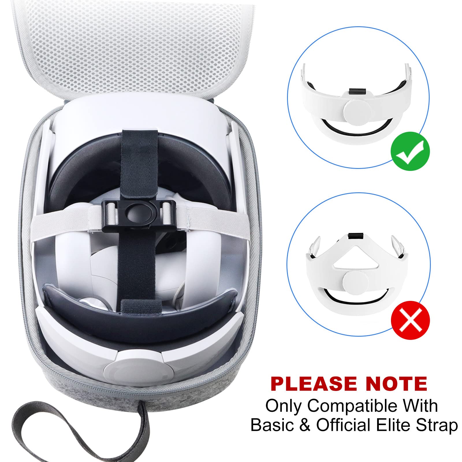 RETHONE Hard Carrying Case Compatible with Meta/Oculus Quest 2 Basic/Elite Version, Large Space Cover Storage Bag for Oculus Quest 2 & Other Accessories, Suitable for Travel and Home