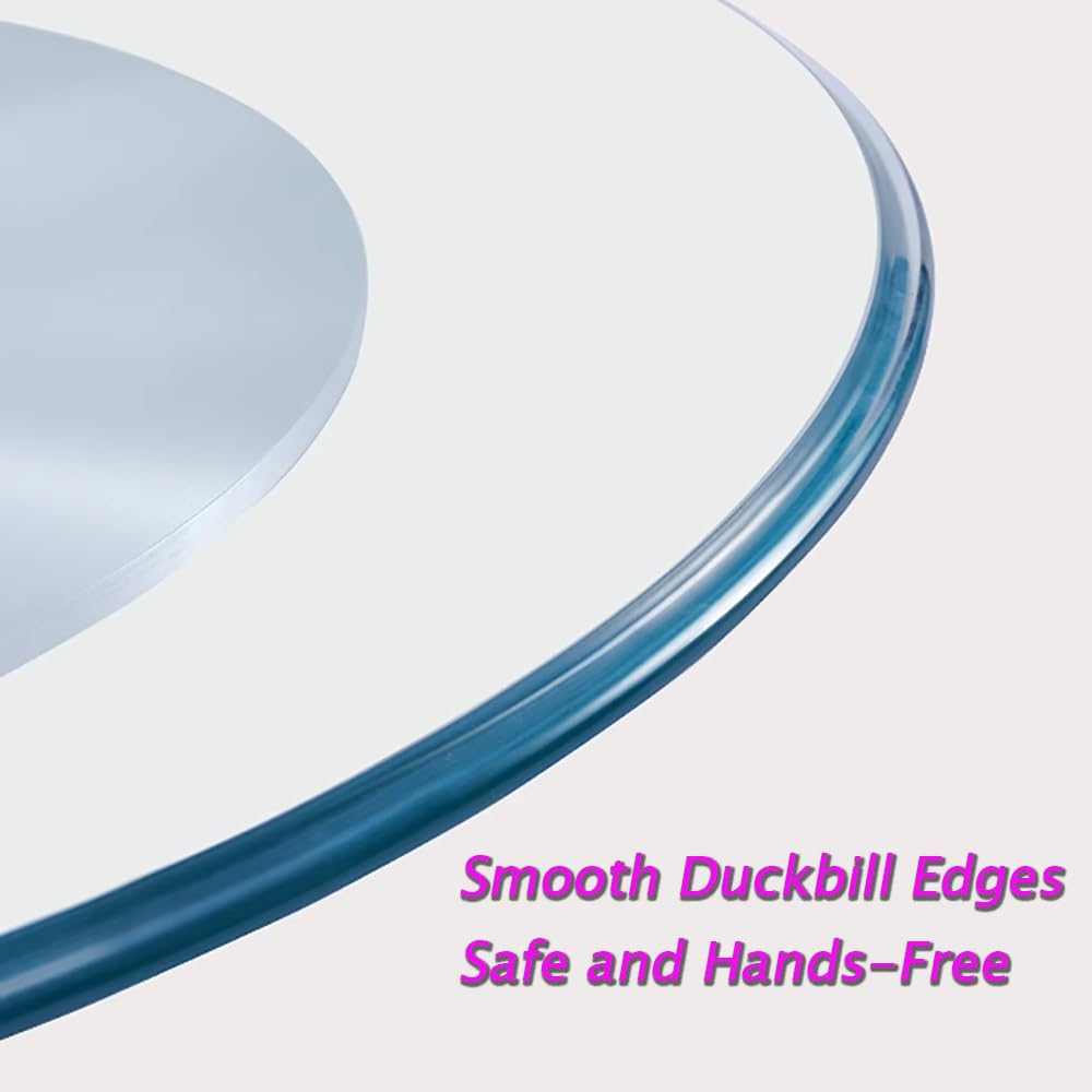 MAGILL Lazy Susan Tempered Glass Turntable Clear Rotating Serving Plate - 24/28/32inch Round Tabletop Rotating Tray Silent & Smooth Easy to Share Food (Color : Clear, Size : 80cm/32in)