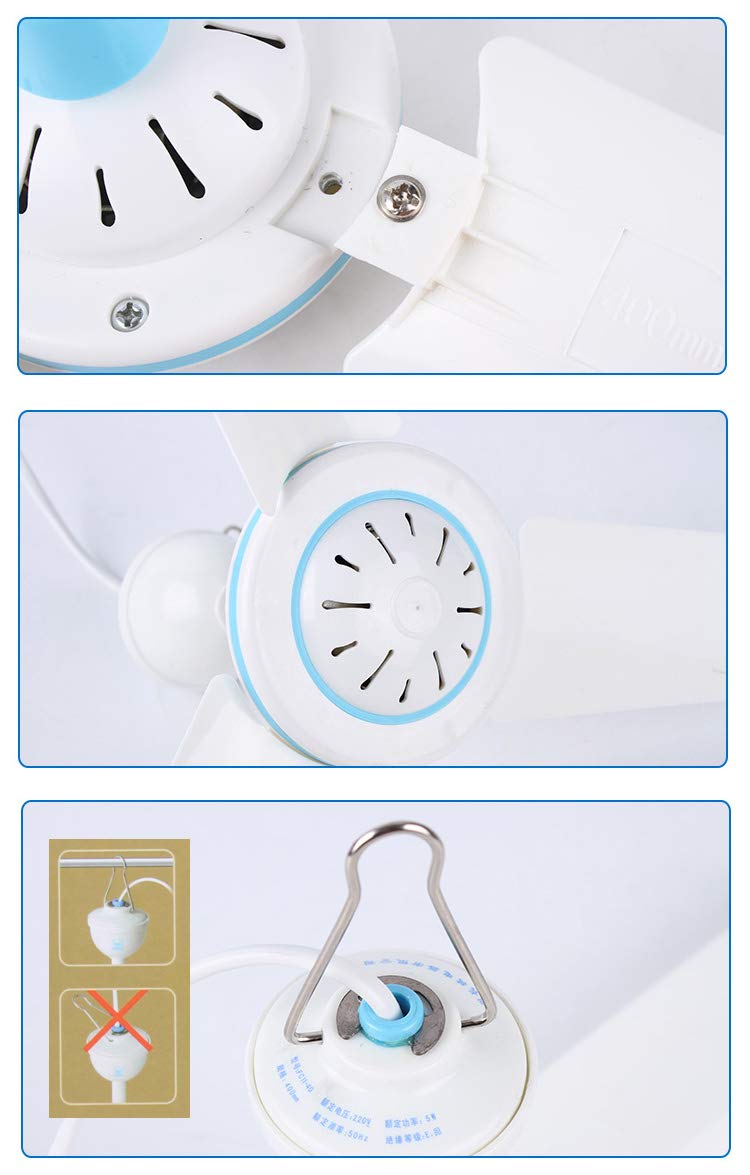 N / A 12V Portable Ceiling Fan Hanging Camping Tent Fans for Outdoor Gazebo,Mini DC Battery Powered Fan Energy-Saving Compatible Solar Power Silent Design with Switch