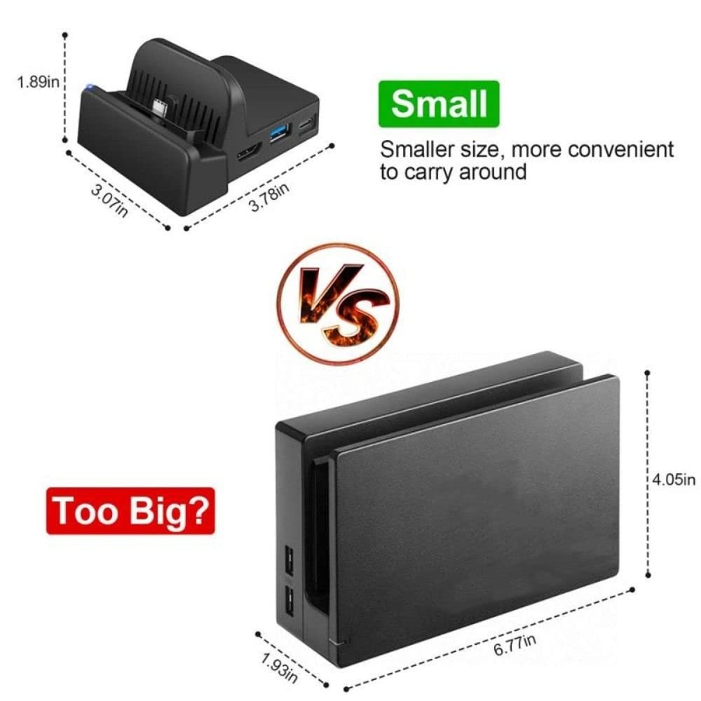 SKONHED TV Docking Station HDMI for Nintendo Switch Compatible Portable Replacement Converter Switch Adapter(Black)