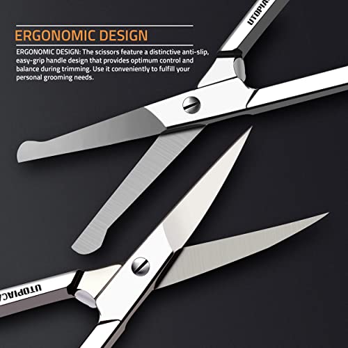 Utopia Care - Curved and Rounded Facial Hair Scissors for Men โ 4 Pack - Mustache, Nose Hair & Beard Trimming Scissors, Safety Use for Eyebrows, Eyelashes, and Ear Hair - Professional Stainless Steel