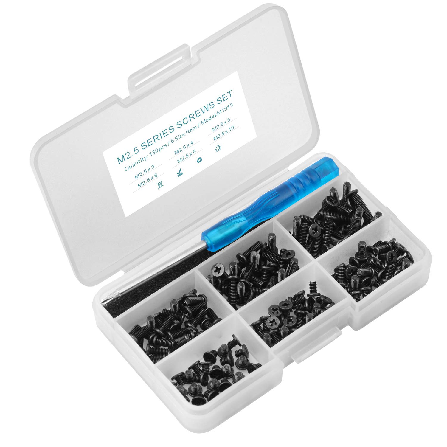 Mcsher Compatible with 180pcs M2.5 Series Laptop Screws Notebook Computer Screw Kit Set for IBM HP Dell Lenovo Samsung Sony Toshiba Gateway