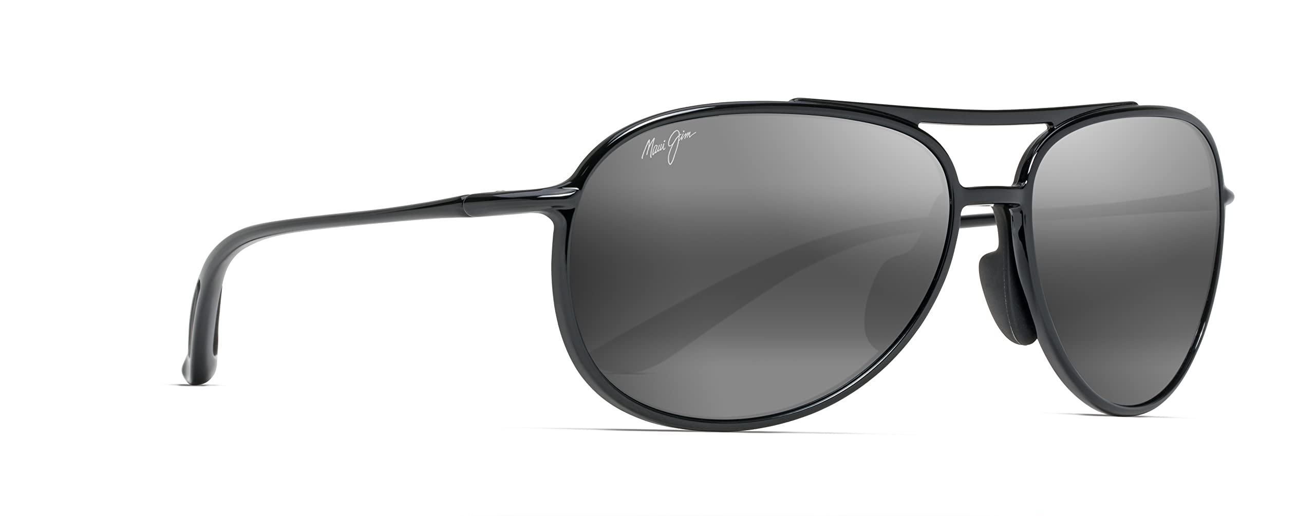 Maui Jim Men's and Women's Alelele Bridge Polarized Aviator Sunglasses, Black Gloss/Neutral Grey, Medium