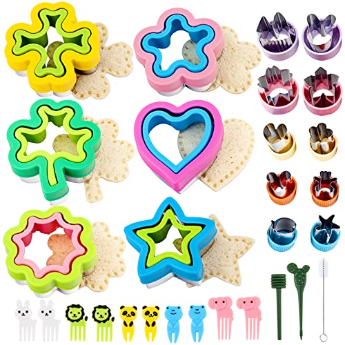 Sandwich Cutter And Sealer Set 29 Pcs, Plants Shaped Sandwich Cutter For Kids - Vegetable Fruit Food Cutters For Kids Lunch, Uncrustables Sandwich Maker, Cookie Cutters For Baking Christmas
