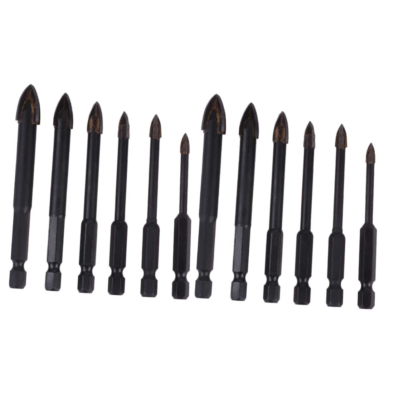 VILLCASE 12 Pcs Glass Drill Bits Tile Drill Bit Tile Glass Drill Ceramic Drill Bits Triangle Glass Drill Reamer Ceramics