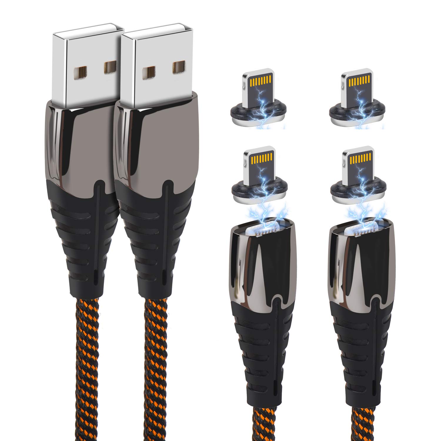 Magnetic Charging Cable 2Pack 6ft Phone Charger Cord and 4Pack Magnet Lightning Adapter for Apple IPhone14/13/12/11/Xs/Max/XR/X/8/8 Plus/7/6/6s/SE/5c/5s/5 iPad Air 2/Mini
