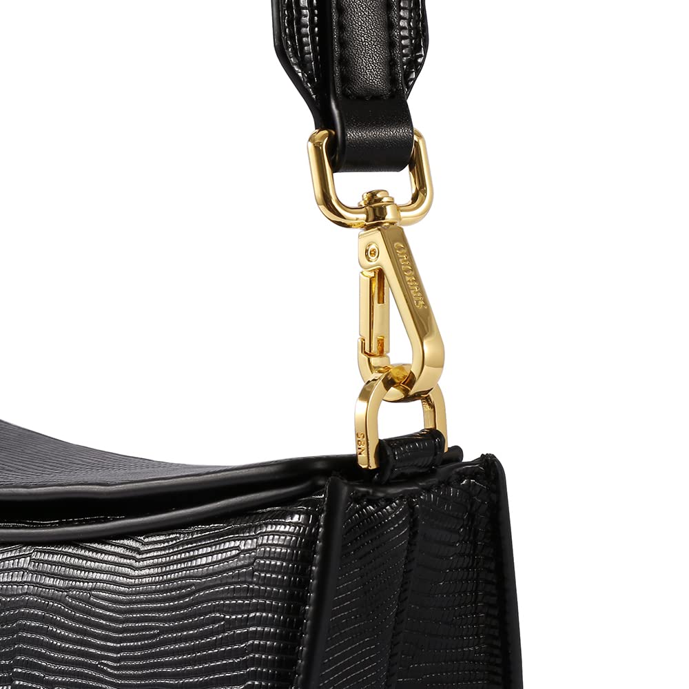 SINBONO Crossbody Bag, Kace Small Saddle Purse with Magnetic Closure Classic for Women - Black