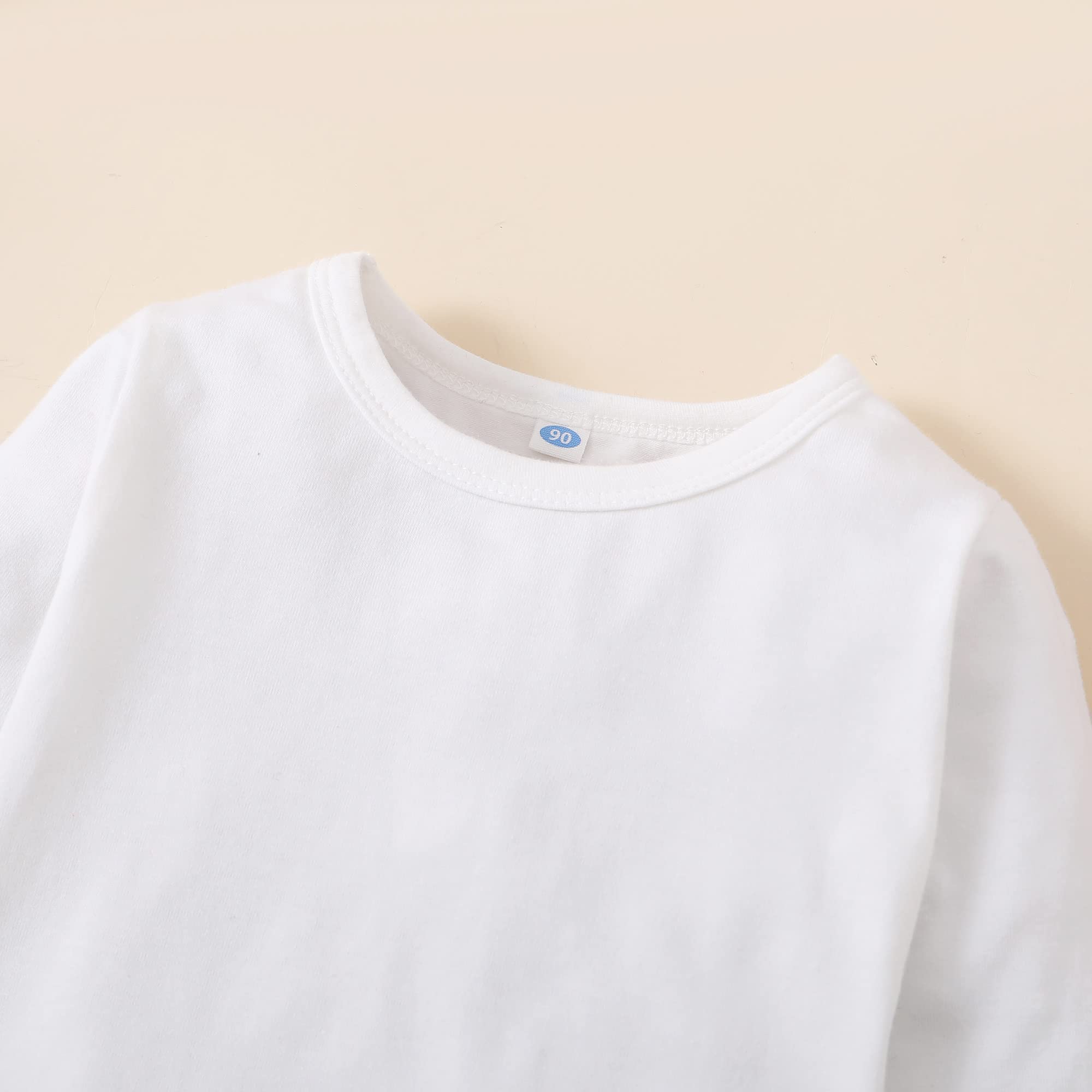 Toddler Baby Girls Ruffle Long Sleeve T-Shirts Kids Layering Tee Shirt Solid Color Basic Plain Tops (3-4 Years, WH68)