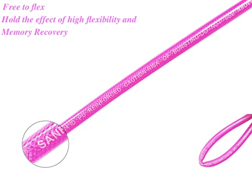 SANFU Polyurethane(PU) 1/4-Inch x 100ft Reinforced, lightweight Air Hose with 1/4β Swivel Industrial Quick Coupler and Plug, Bend Restrictor, Transparent Pink(100β)