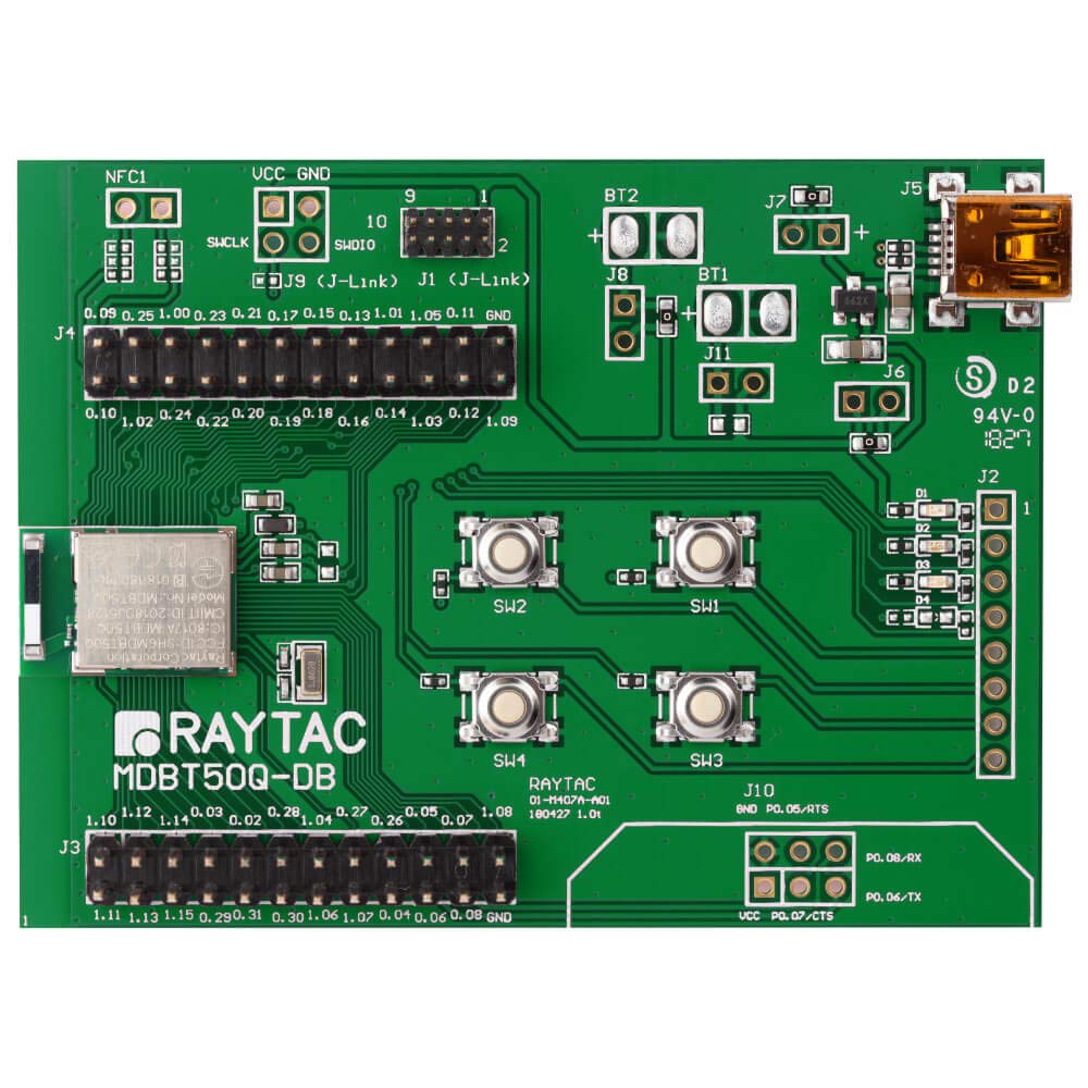 MDBT50Q-DB-33 Nordic nRF52833 Module (MDBT50Q-512K / Chip Antenna / 42 GPIO) Evaluation Board Dev Kit DK Bluetooth Zigbee Thread ANT+ BT5.2 BT5 FCC IC CE Telec KC RCM SRRC Demo Board