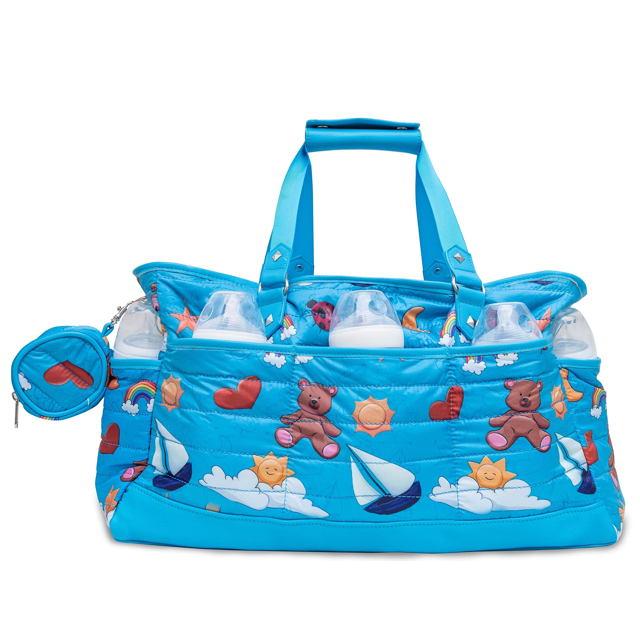 V & V LABEL VVVV Baby Diaper Bag Tote| Luxury Maternity Bag with Exclusive Pattern Design with Changing Pad, Pacifier Case, Organizing Bag| Baby Registry Ideas| Baby Shower