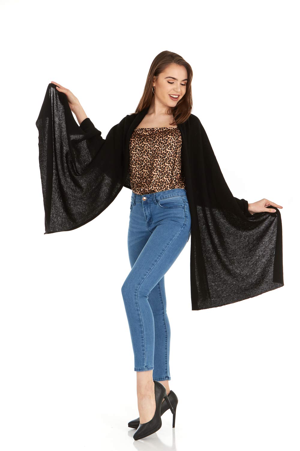 Manio Cashmere 100% Cashmere Knitted Wrap Pashmina Shawl Extra Large Scarf Stole for Women Travel