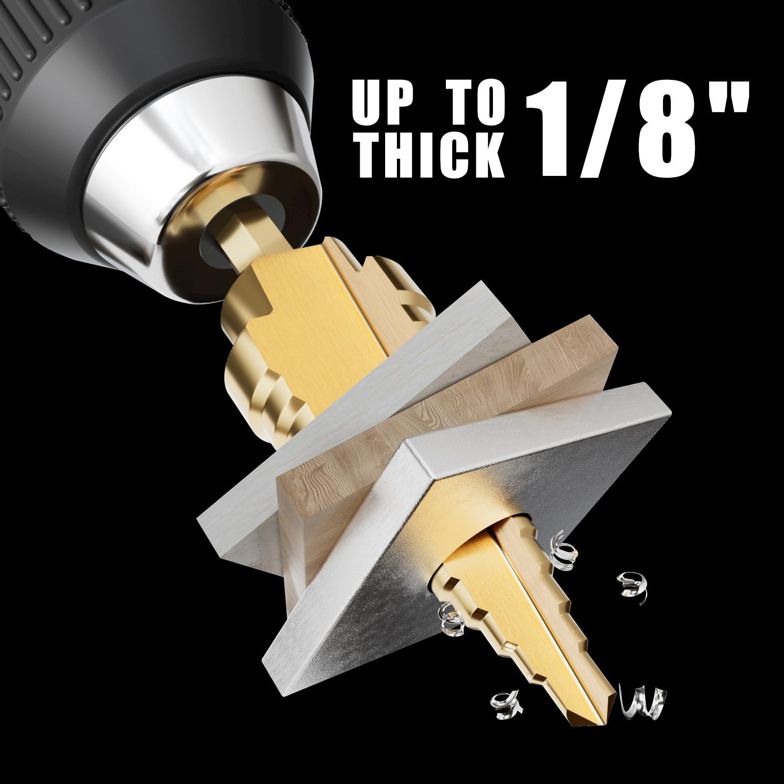 Vearter HSS Straight Groove Step Drill Bits, 1/4" - 1-3/8" Unibit 10 Steps M2 Material Titanium Coated Hex Shank for Drilling Holes in Stainless Steel Aluminium Sheet Metal Wood Plastic PVC