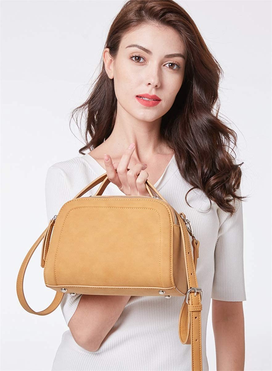 Medium Women Tote Crossbody Bag Satchel Purses PU Leather Fashion Shoulder Bag - camel