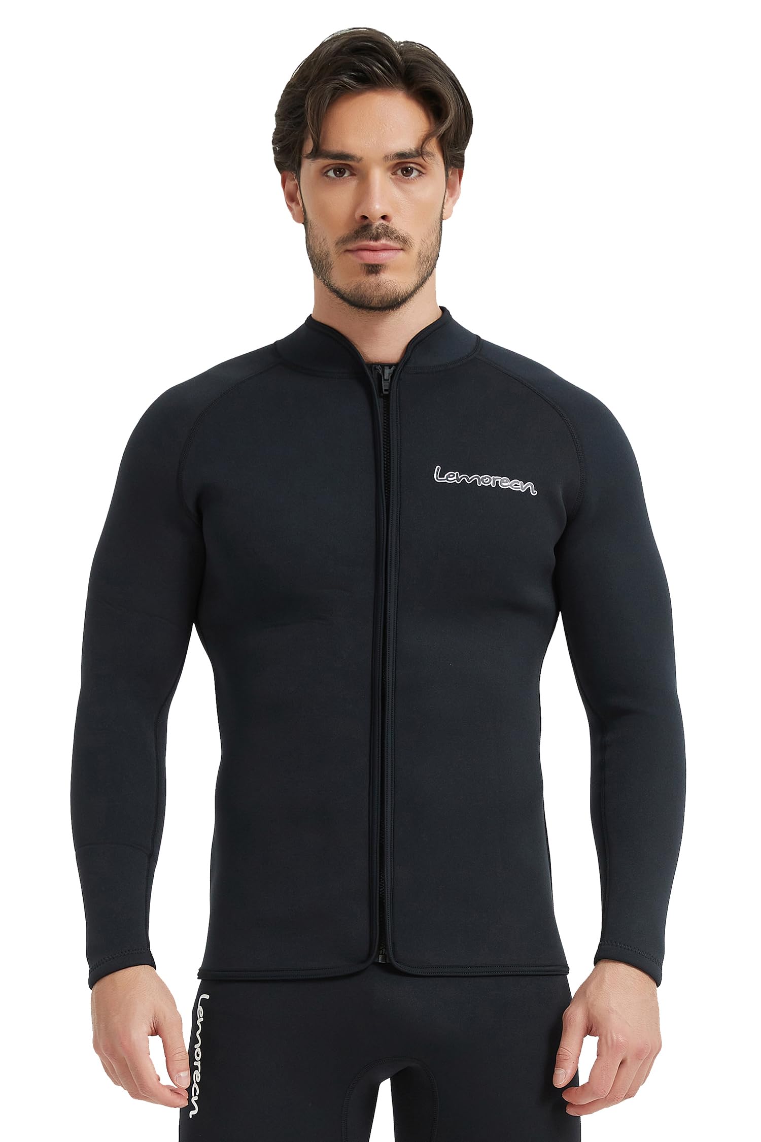 Lemorecn Men’s 3mm Wetsuits Jacket Long Sleeve Neoprene Wetsuits Top(2031blackXL)