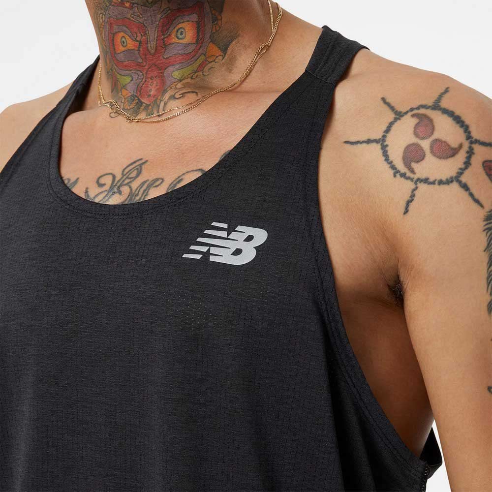 New Balance Men's Impact Run Singlet, Serene Blue Heather Graphic, Small