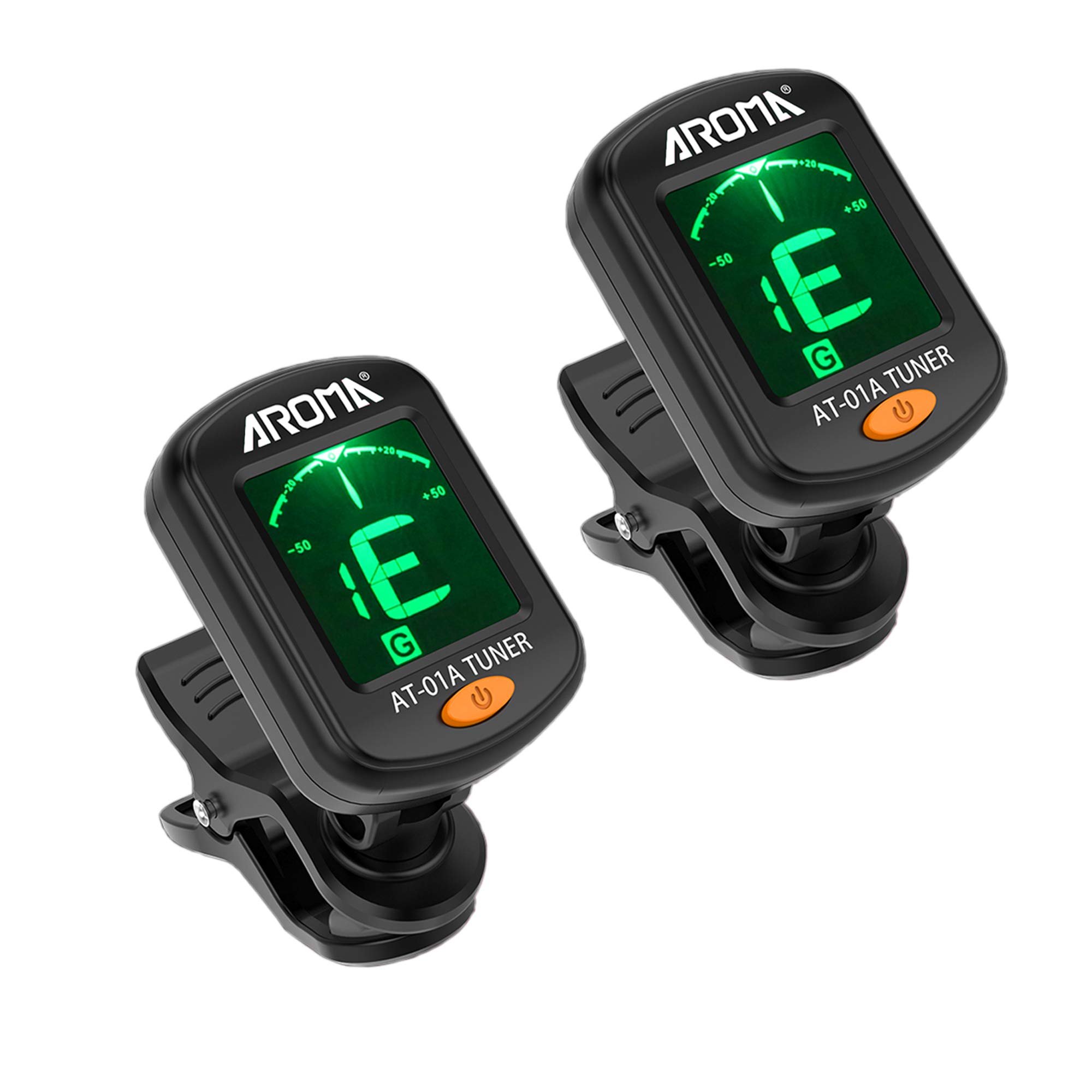 Meeland Guitar tuner 2 PACK, Clip On Tuner for Guitar/Bass/Violin/ukulele,Auto Power Off/One Button Operation/AT-01A/2 Set