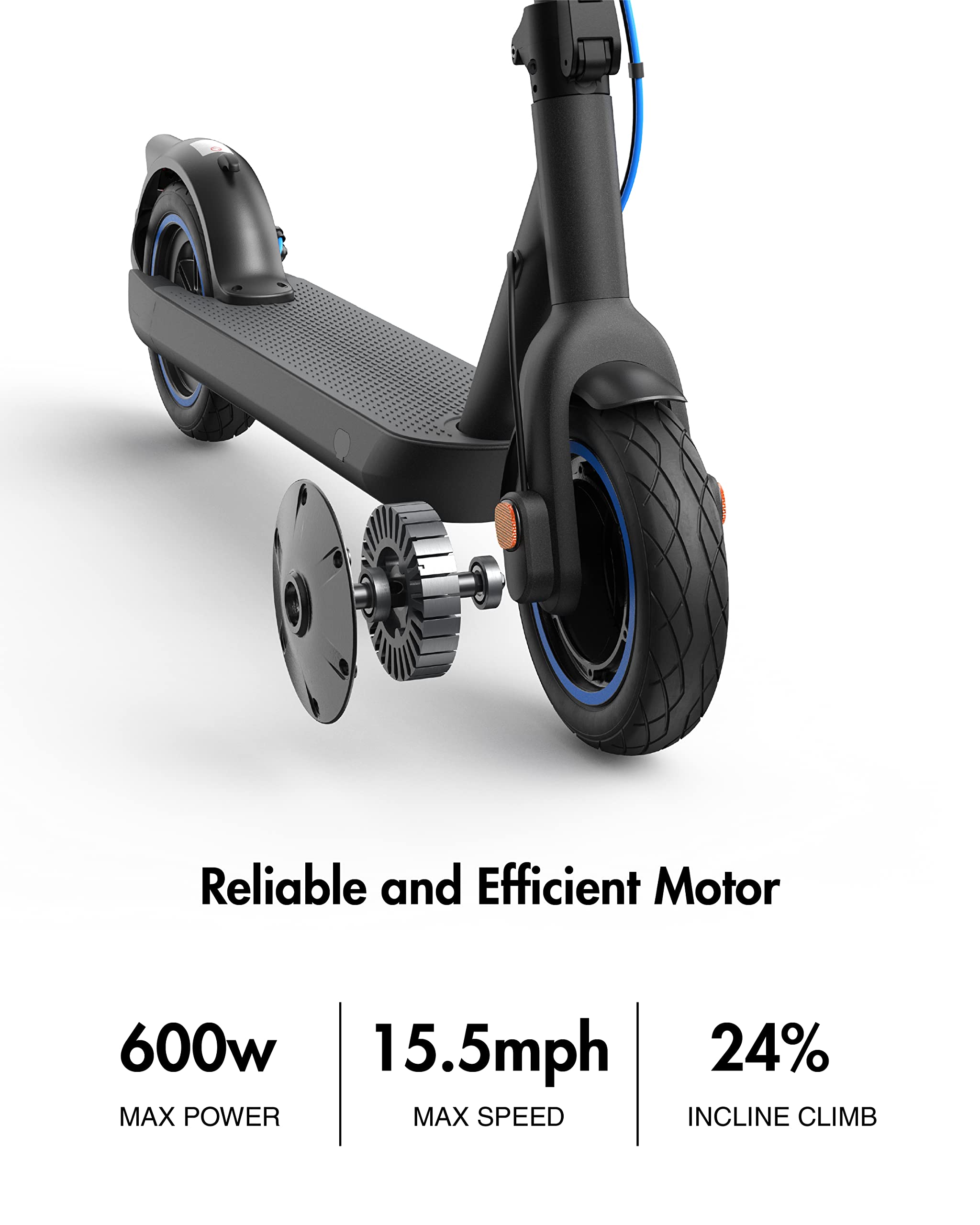 OKAI ES200E Max Electric Scooter for Adults - 9.5" Solid Tires - 25 Miles Long-Range Foldable Commuting E Scooter
