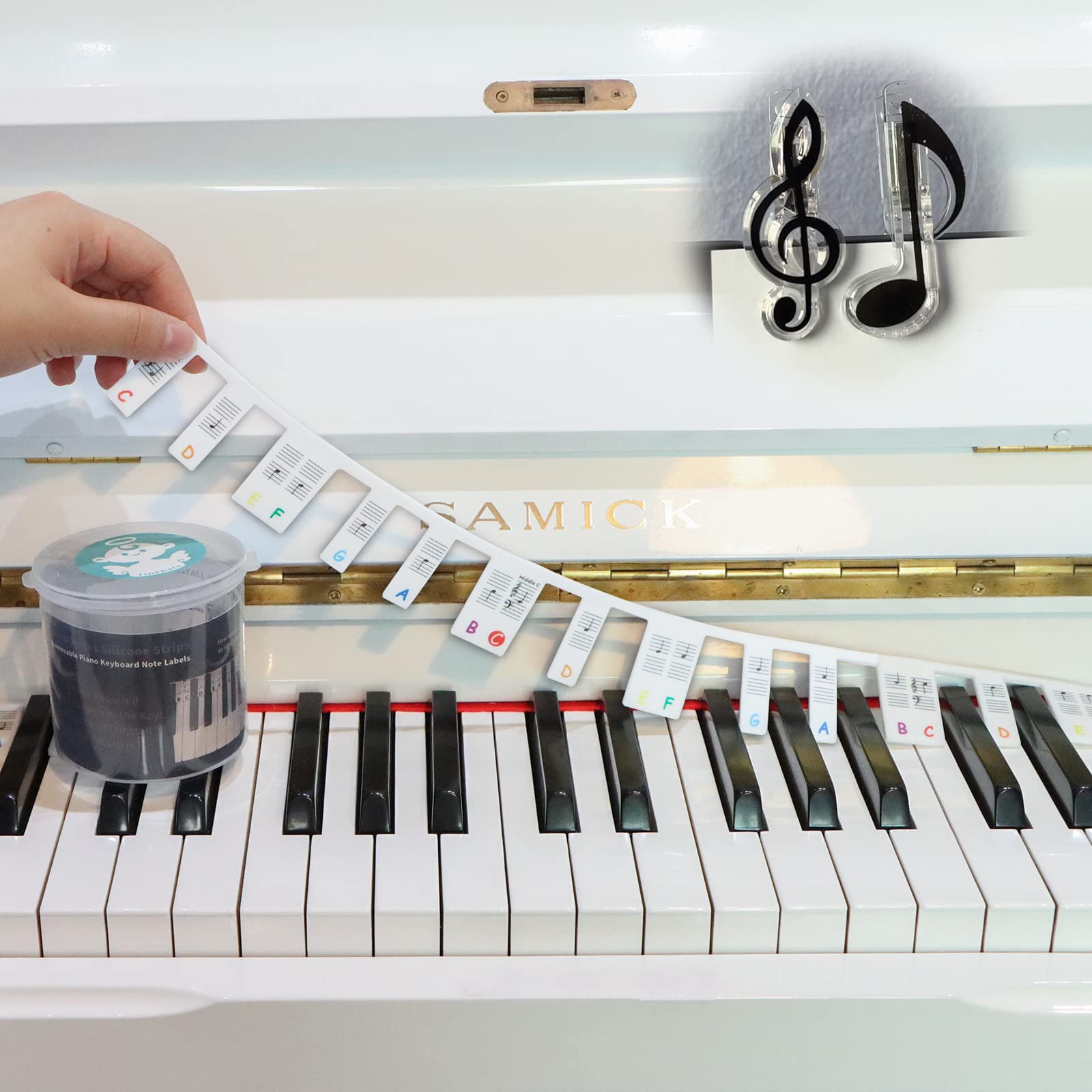 TinyHalo Removable 88-Keys Piano Keyboard Silicone Note Labels for Beginners Kids, Piano Notes Guide for Beginners to Master Piano Faster, No Need Stickers, Reusable, Easy to Install Comes with Piano