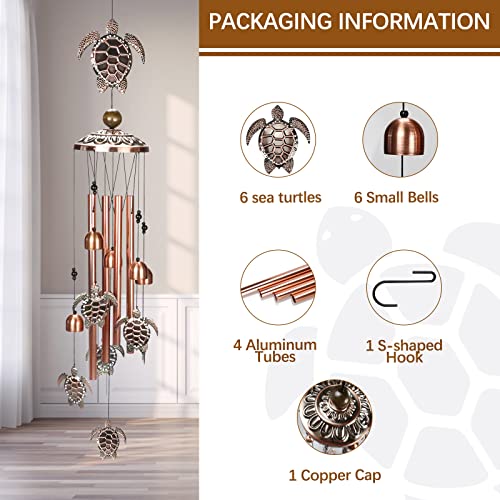 Turtle Wind Chimes,Sea Turtle Gifts for Women,Wind Chimes for Outside Unique,Large Wind Chimes with S Hook