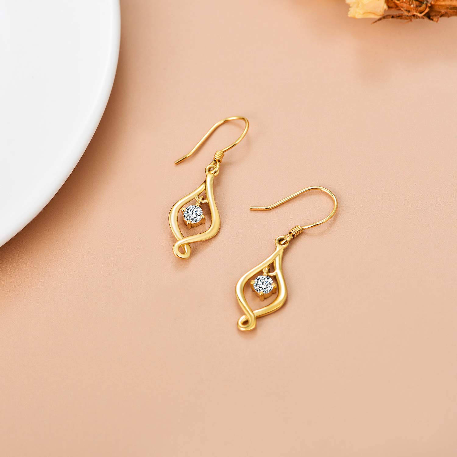 SISGEM 10K Solid Gold Infinity Drop Earrings for Women,Yellow Gold Moissanite Infinite Love Dangles Earrings Birthday Gifts for Wife Mom