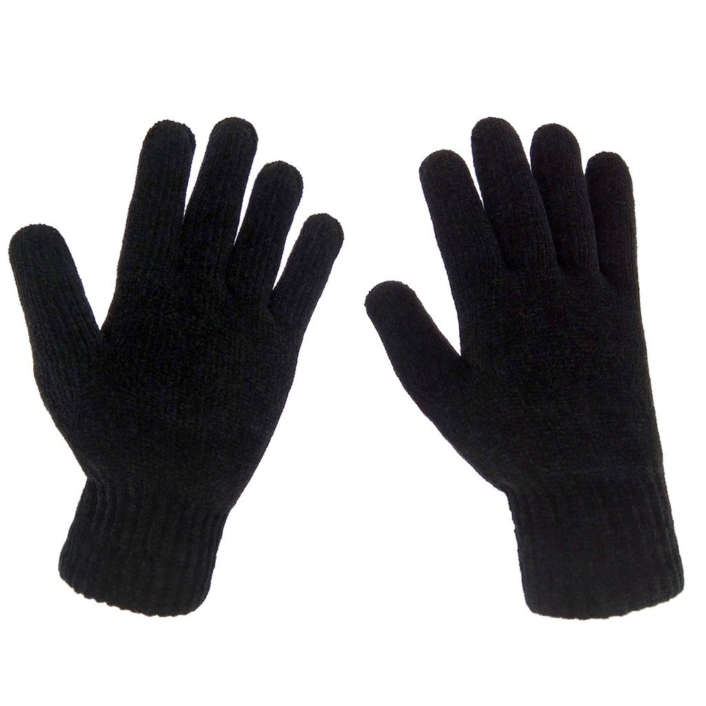 LETHMIK Mens Winter Thick Gloves Black Knit with Warm Wool Lining