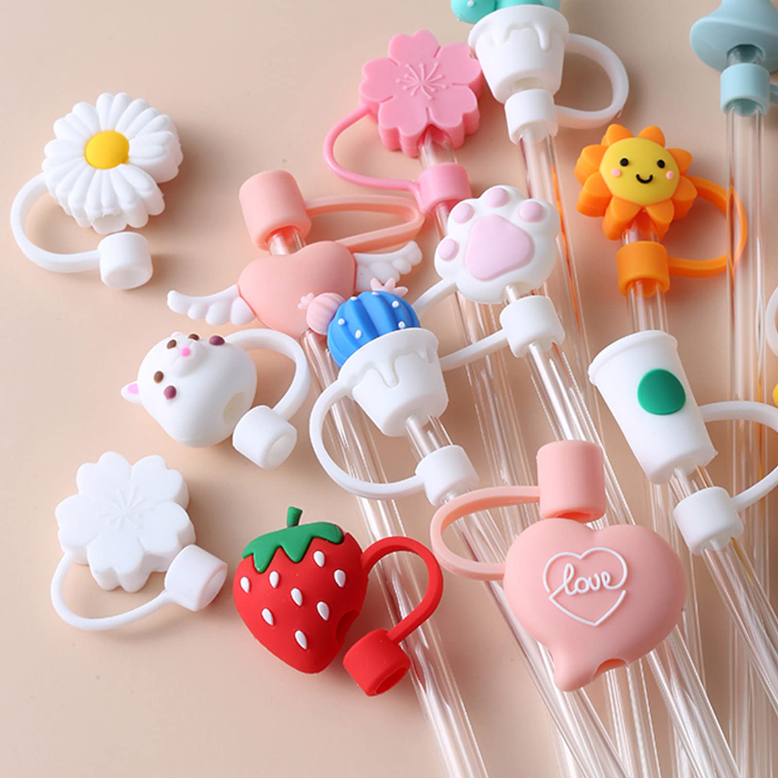 Straw Covers for Stanley Cup, Straw Toppers for Tumblers, Reusable Straw Covers, 6Pcs Reusable Drinking Straw Toppers, Straw Plug For Home Kitchen Bar (Multicolor)