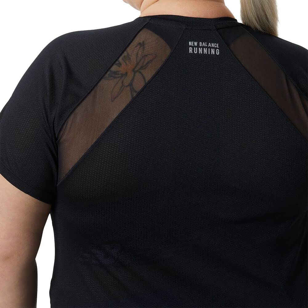 New Balance Women's Impact Run Short Sleeve, Black, Small