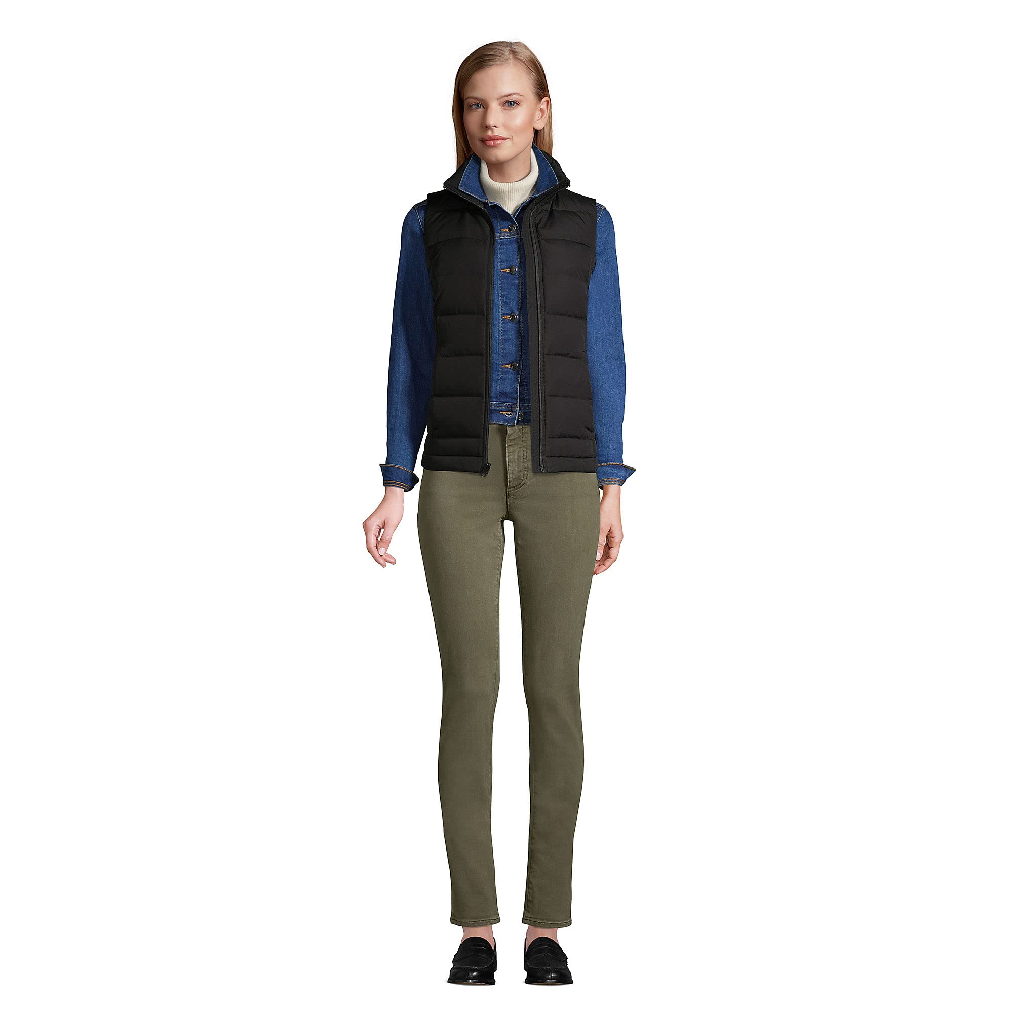 Lands' End Womens Puffer Down Vest Black Regular X-Large