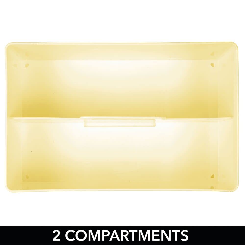 mDesign Large Plastic Divided Baby Nursery Storage Caddy Tote Bin with Handle, Holds Bottles, Spoons, Bibs, Pacifiers, Diapers, Wipes, Lotion - Ligne Collection, Light Yellow