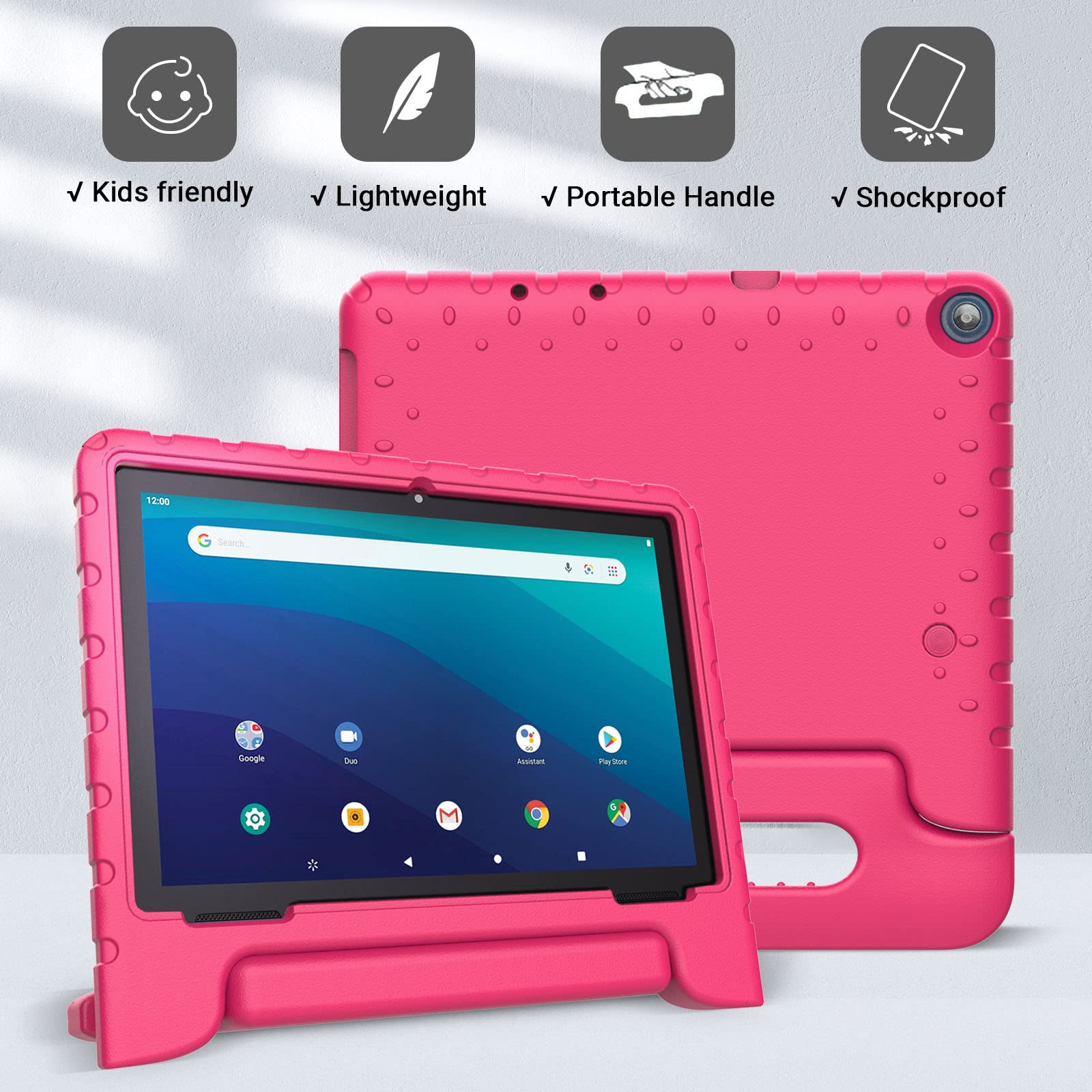 Viahoo Kids Case for Walmart Surf Onn 10.1" Tablet Gen 2 Model 100011886 Shockproof & Kid-Proof Foam Cover with Handle Stand Heavy-Duty Flexible Durable Case for Girls, Pink
