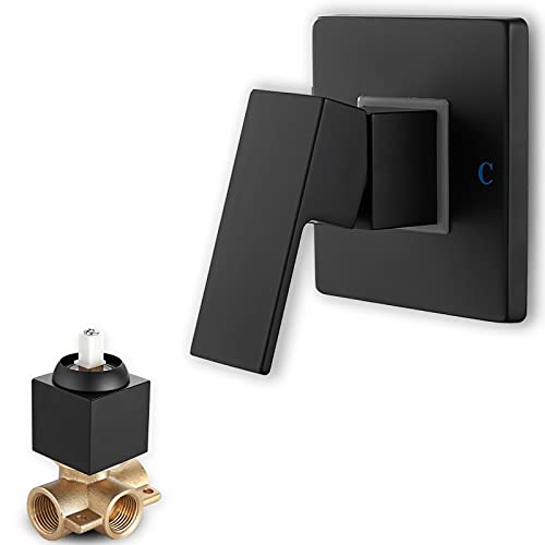 Single-Function Black Shower Handle Valve Trim Kit Shower Valves Wall Mount Brass Faucet Shower Rough-In Valve Bathroom Trim Kit Single Handle Tub Shower Valve Mixer