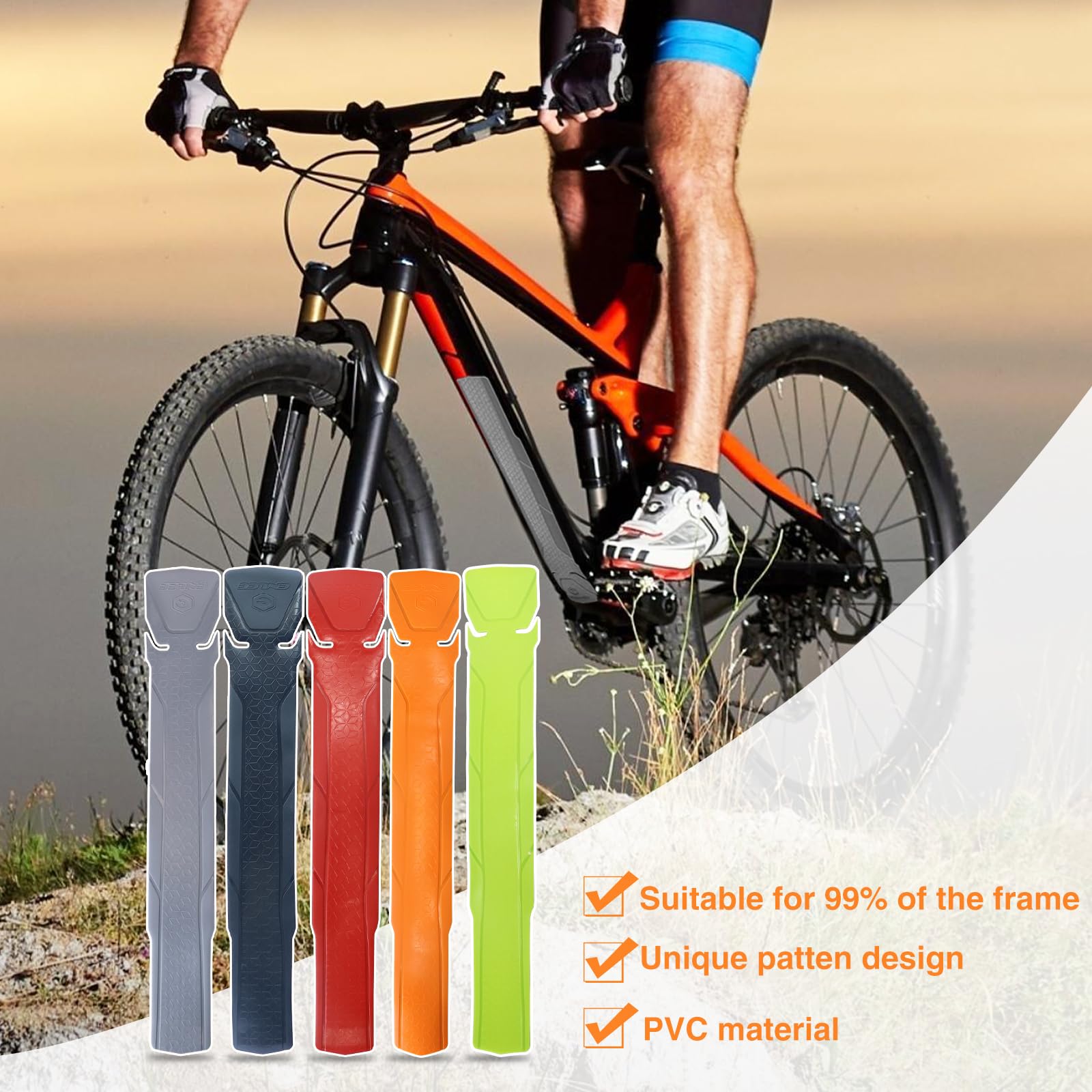MEGHNA Bike Frame Protection Downtube Frame Protector 3M Tape for Mountain Bike Road Bike, Grey