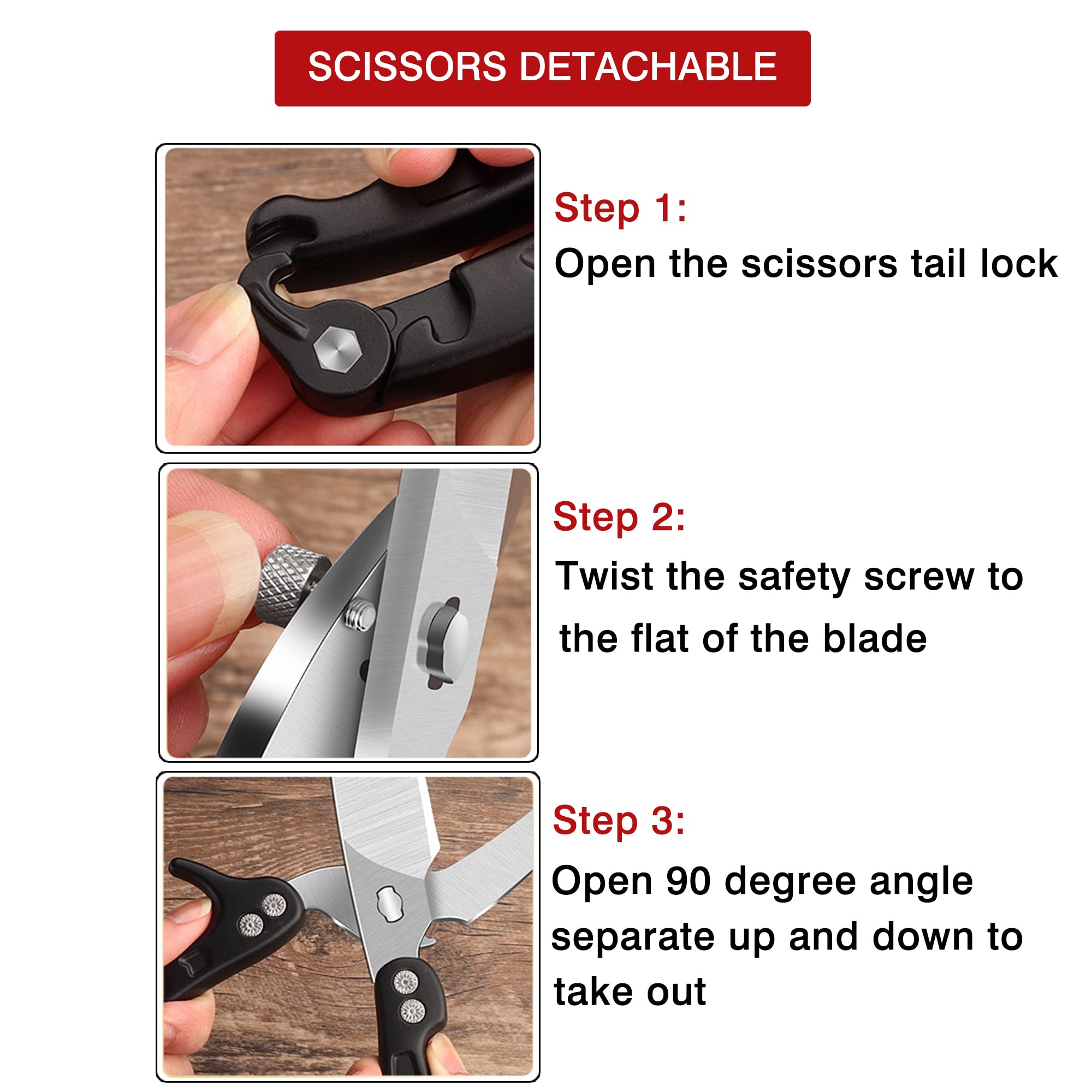 SLEMOON Kitchen Shears Heavy Duty Poultry Shears Meat Cutting Dishwasher Safe and Stainless Food Kitchen Scissors for Chicken Turkey Thanksgiving,Burgundy