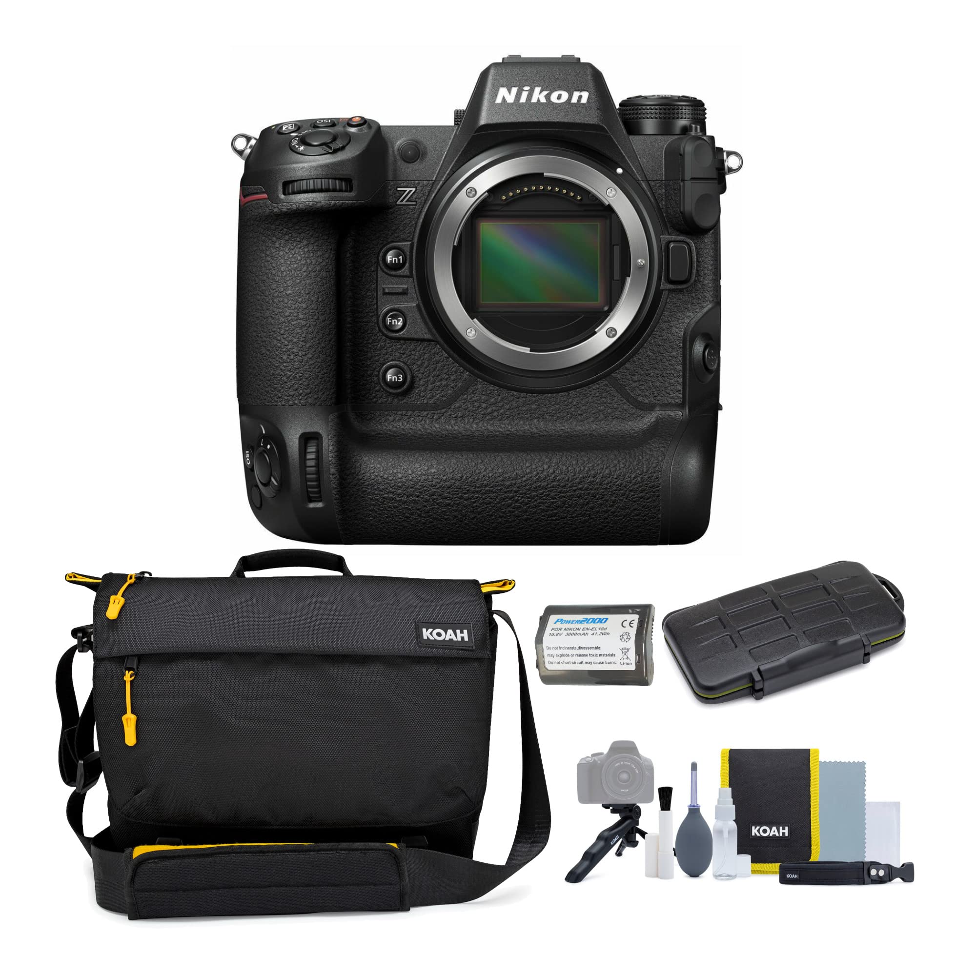 Nikon Z9 45.7MP Full Frame Fx-Format Mirrorless Profesional Camera Body Bundle with Messenger Camera Bag, Cleaning Kit and Memory Storage Carrying Case (5 Items)