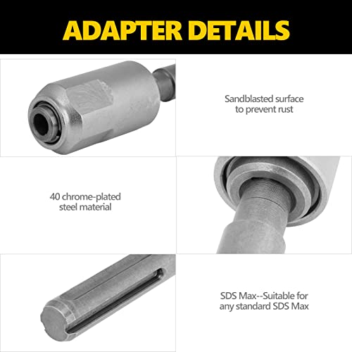 SDS Max to SDS Plus Adapter, 40 Chrome Steel Hammer Drill Adaptor for Rotary Hammers Connection SDS-Max to SDS-Plus Impact Drill Converter Shank Quick Tool