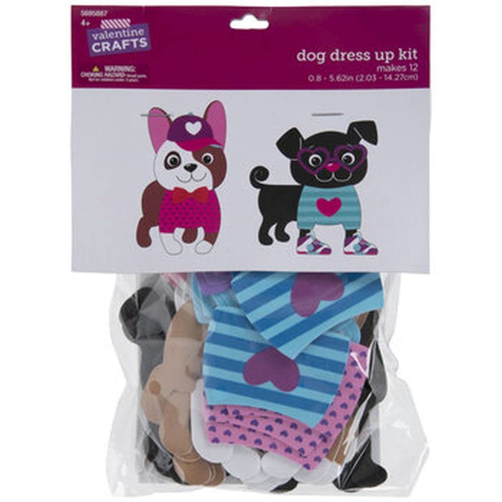 Valentine Heart Dog Puppies Dress Up Foam Craft Kit - 75 Pieces - Makes 12