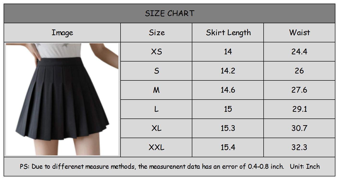 Meihuida Women Girls Pleated Tennis Skirt Black M